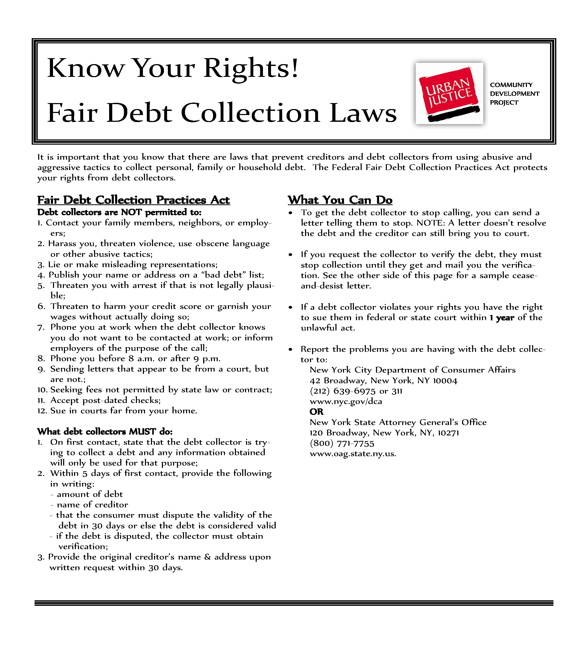 Fair Debt Collection Laws | TakeRoot Justice